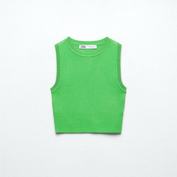 Zara | Tops | Zara Green Cropped Tank Top | Poshmark
